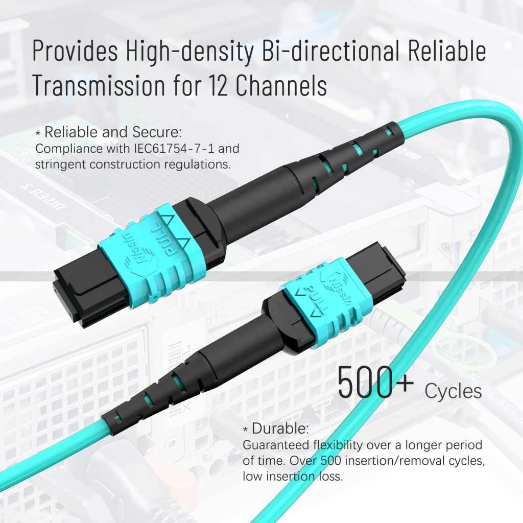 10ft MTP/MPO 8-fiber 10GB/40GB 50/125 Multi Mode OM3 Optical Fiber ...