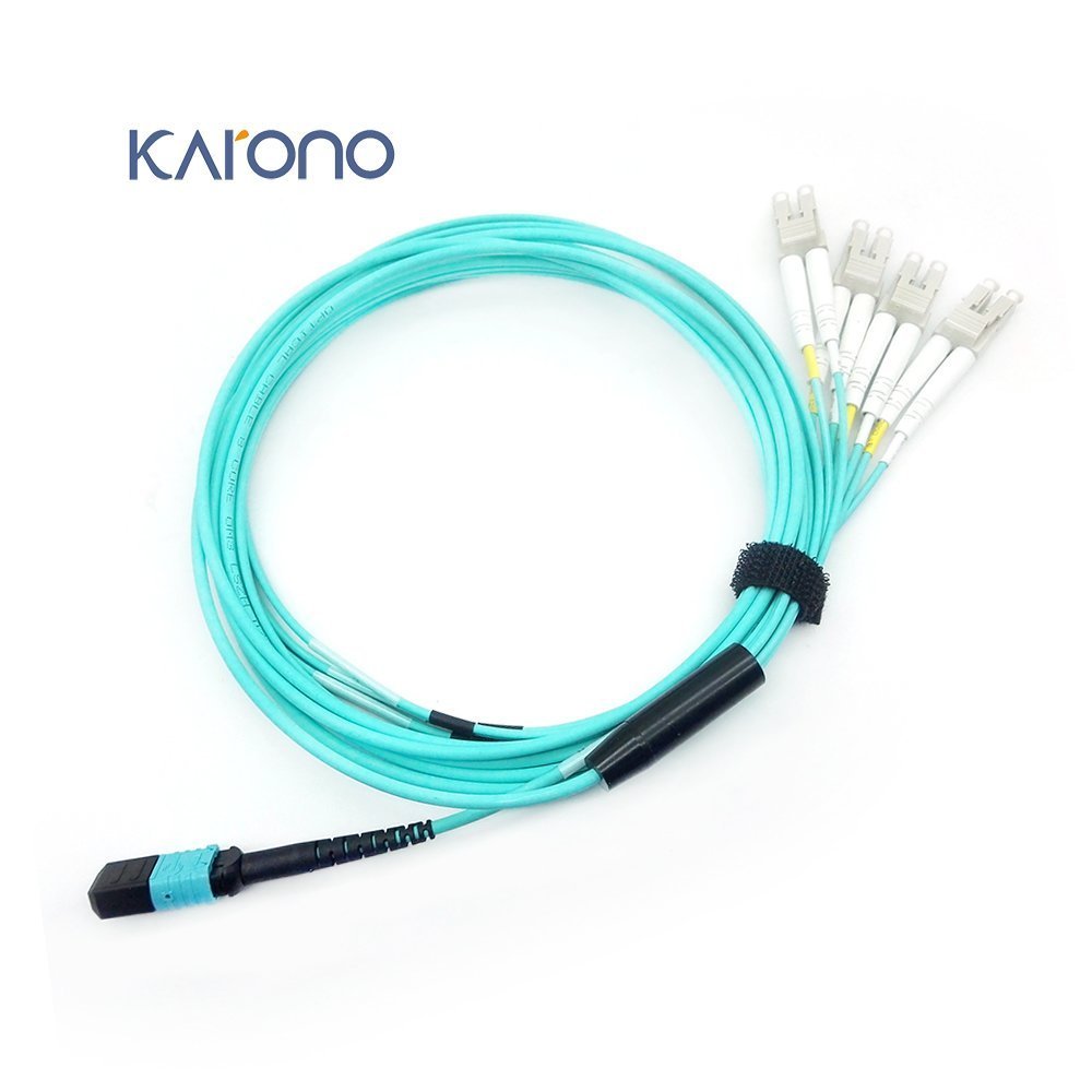 10ft MPO/MTP to 8 x LC (4 Duplex), Type-B, 10GB/40G OM3 Multi-mode Fan ...