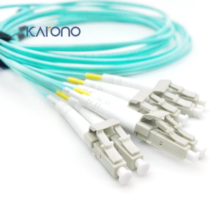 3.3ft MPO/MTP to 8 x LC (4 Duplex), Type-B, 10GB/40G OM3 Multi-mode Fan-out Fiber Optic Cable ...