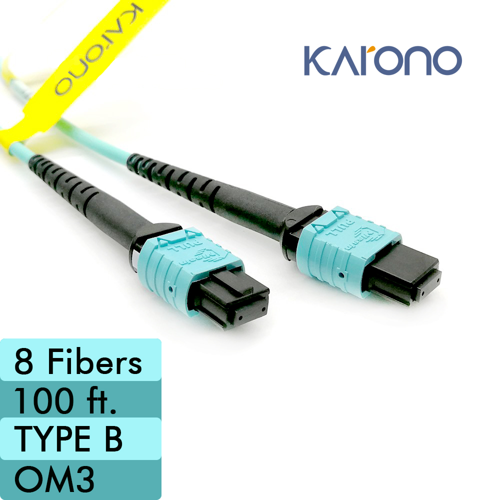 100ft MTP/MPO 8-fiber 10GB/40GB Type-B 50/125 OM3 Multi-mode Fiber ...